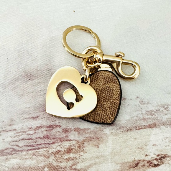 Coach | Bags | Coach Hearts Key Ring In Signature Canvas Bag Charm ...